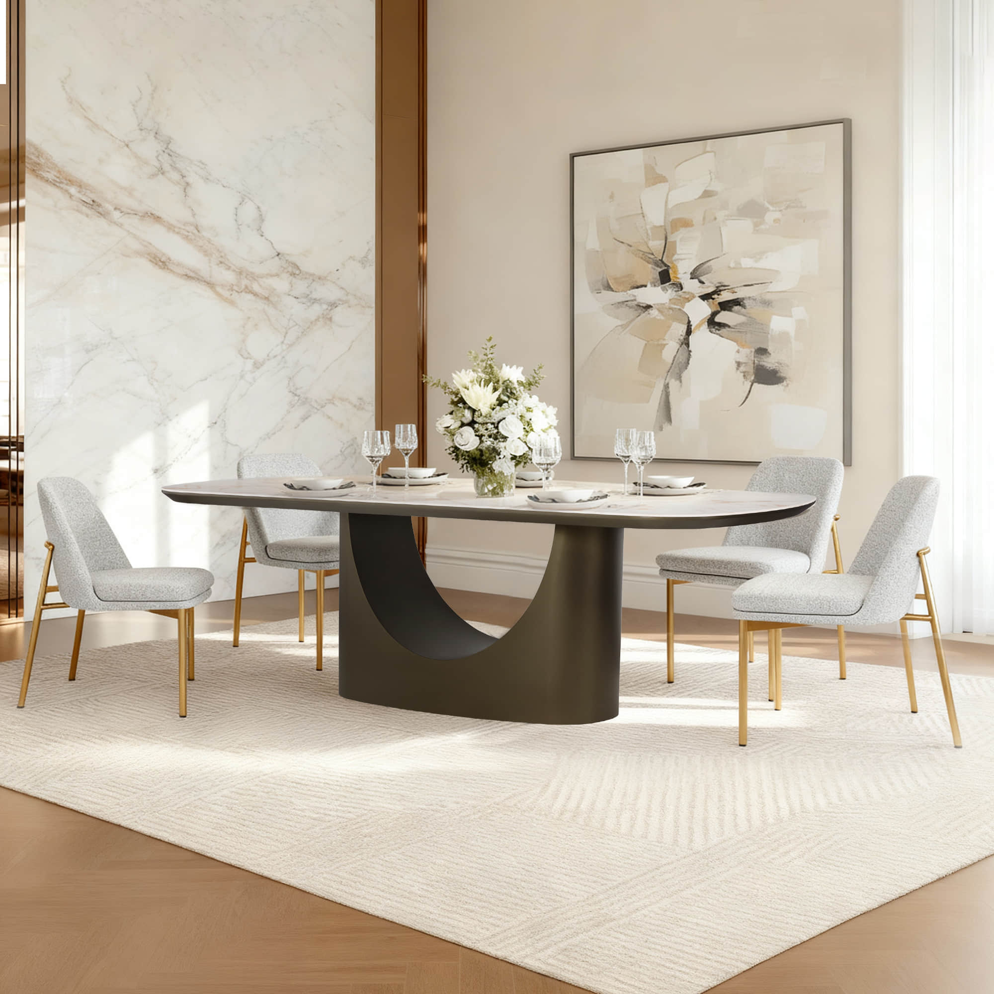 Layla - 71" Sintered Stone Dining Table Set for 4|Rounded Edge – CHITA ...