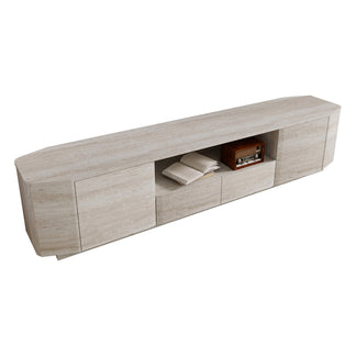 79" Aaron Modern Travertine TV Console | Large-Capacity – CHITA LIVING