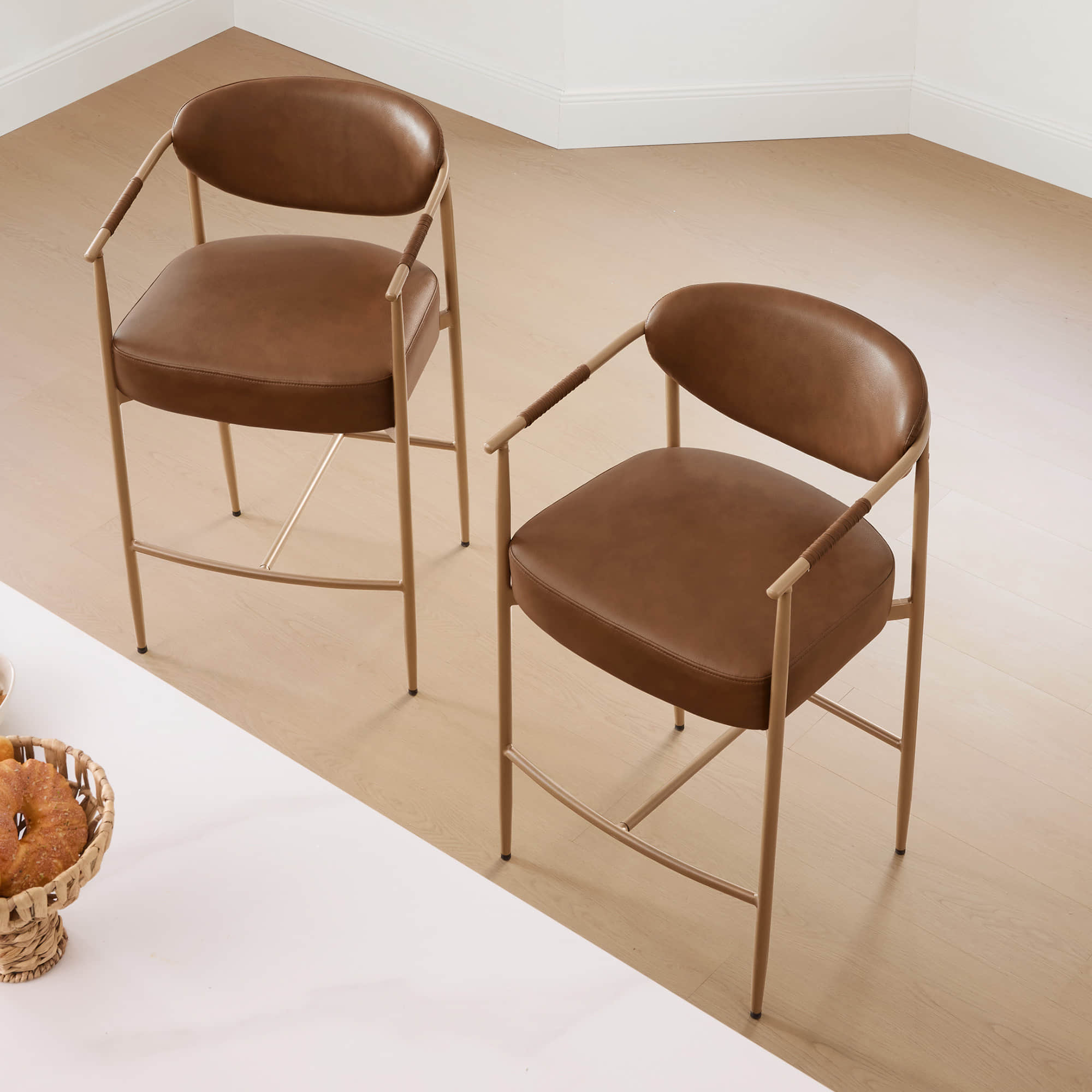 Jade Modern Curved Hand-Woven Counter Stool – CHITA LIVING