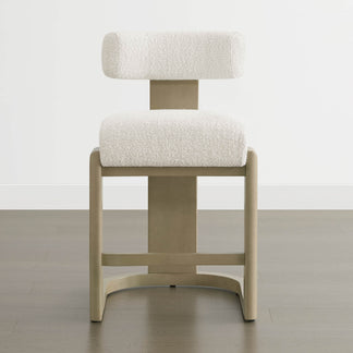 Troy Boucle Counter Stools With Spill-Resistant Fabric | Solid Wood ...