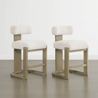 Troy Boucle Counter Stools With Spill-Resistant Fabric | Solid Wood ...