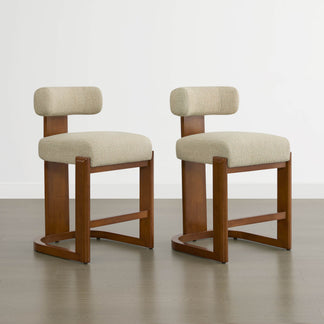 Troy Boucle Counter Stools With Spill-Resistant Fabric | Solid Wood ...