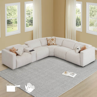 Oliver Modular 5-Seat Reclining Sectional Sofa with Power Headrest ...
