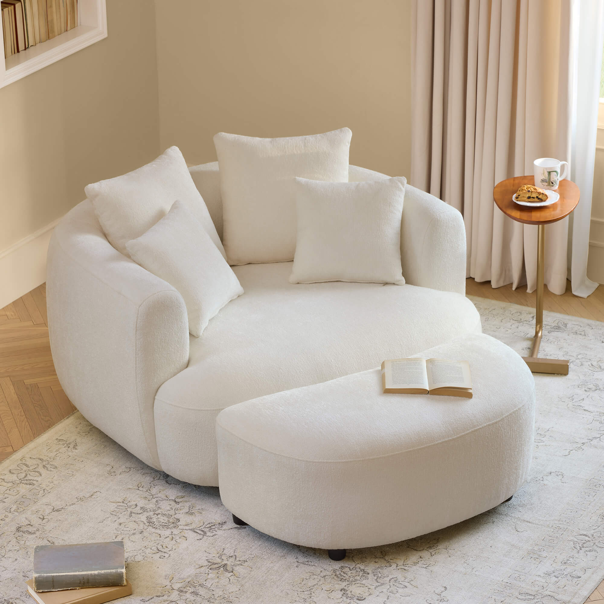 Zenith Round Soft-Touch Swivel 1.5 Seater Armchair – CHITA LIVING
