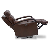 Gentry Leather Power Recliner | USB Port | Contrast Wooden Armrests ...