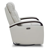 Gentry Leather Power Recliner | USB Port | Contrast Wooden Armrests ...